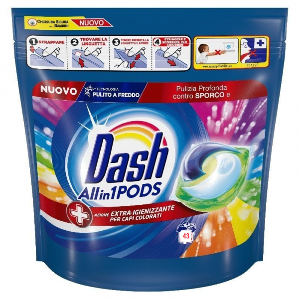 Dash Detergent Capsule Hygiene Color 43Buc/set - casaharnica.ro