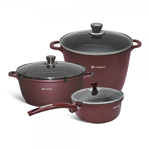 Schmitter Set Gatit 6 Piese, 3 Oale Antiaderente + Capace Sticla 3.7L ...